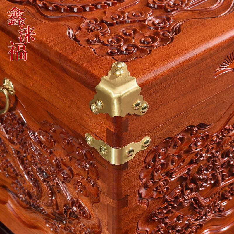 香樟木箱子结婚实木储物箱衣箱雕花枣红色婚嫁箱嫁妆箱收纳字画箱