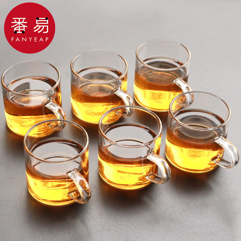 杯子/玻璃/茶/小A1pn001-耐热透明功夫茶杯带把家用品茗杯