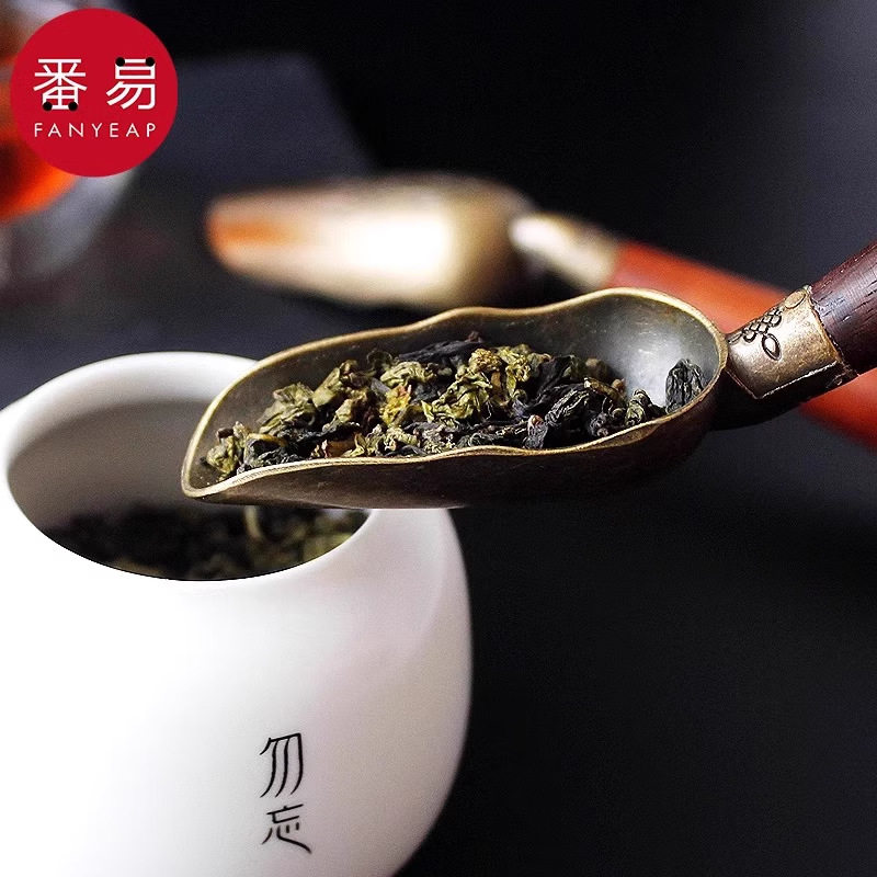 茶勺A1pn001-黑檀木茶匙实木铜小长柄茶铲子茶则日式功夫茶道配