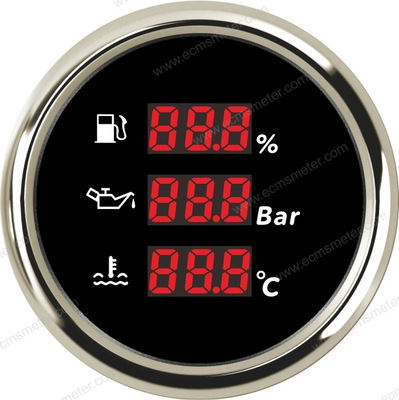 ECP 螺纹安装油位油量油压液压水温度多功能数显仪表52mm 9-32V