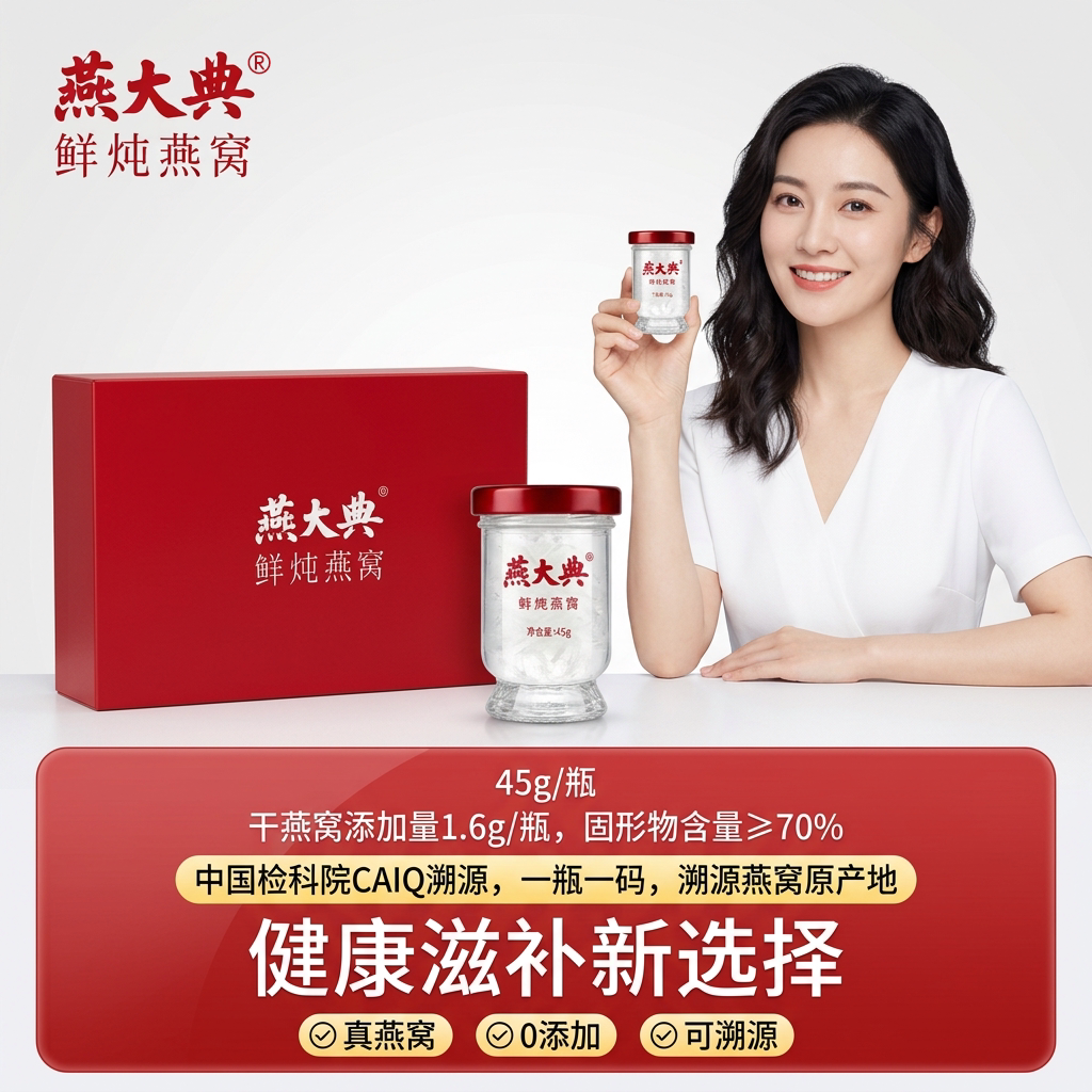 燕大典鲜炖即食燕窝45g*7瓶低糖/无糖燕窝孕妇营养滋补品送礼礼盒