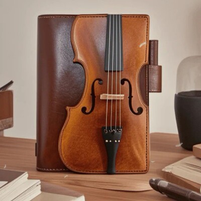 Vintage Violin Leather Notebook复古小提琴皮革笔记本