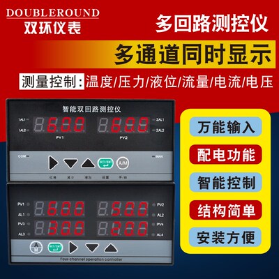 智能多回路数显表温度压力2/4/8路显示控制仪4-20maRS485通讯