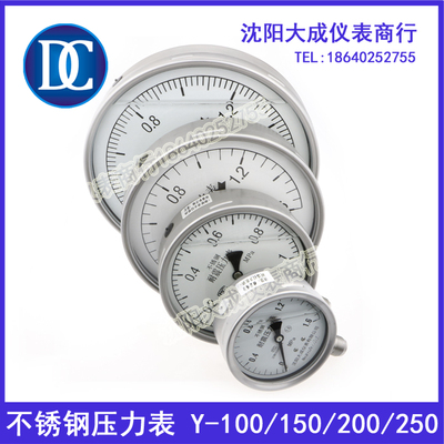 【大成】304SS/200圆250圆  全不锈钢压力表/耐震压力表YTN-250F