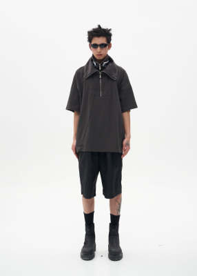 sfttr春秋短袖双领半拉链POLO