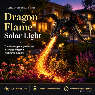 跨境新品Solar Powered Garden Light太阳能龙火花园灯工艺品