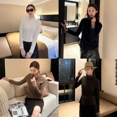 醒醒 Nancy Lara 晨露玫瑰气质百搭推推领打底衫 NL248XF192