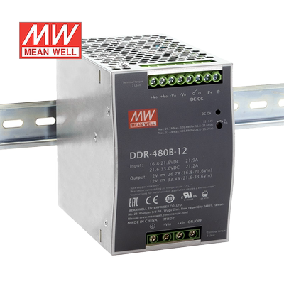明纬48V变24V导轨电源480W DDR-480C-24 2:1宽输入铁路ITE安规