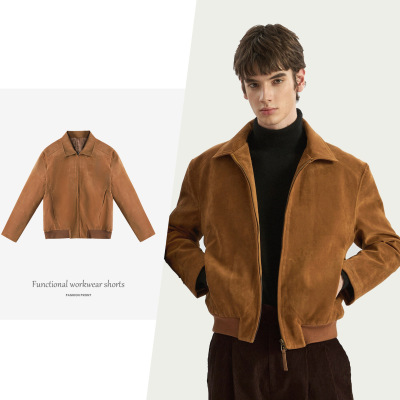 实拍JMWHStay he ight 进口仿牛绒pu皮双版本正肩合身翻领夹克