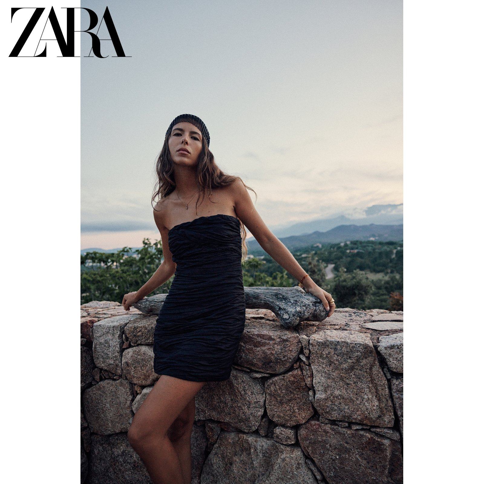 ZARA discount season women's flax blended pleated mini dress 7867939 800