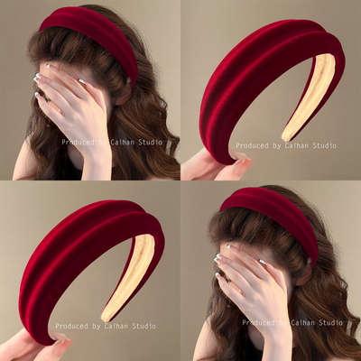 热烈巴菲~复古红色植绒发箍