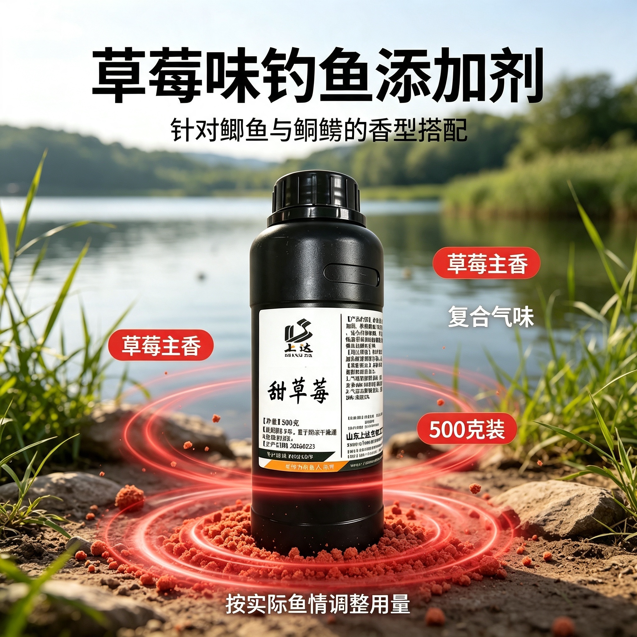 上达甜草莓鱼饵窝料添加剂户外垂钓黑坑野钓鱼鲤鲫鱼鲢鳙鱼诱食剂