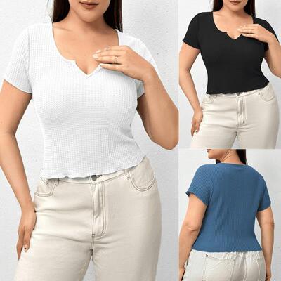 Large size womens slim Plus size summer Tshirt tops大码T恤