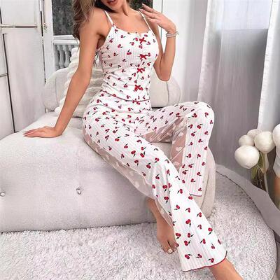 Printed Clashing Colors Spliced Netting Home Wear, Front Sli