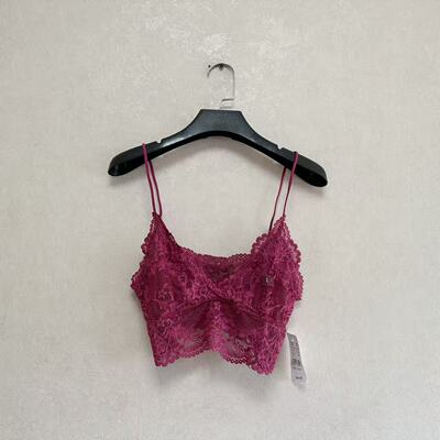 外贸出口美国大牌PACS*N女法式性感半透明蕾丝刺绣美背吊带小衫