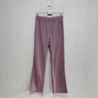 外贸出口欧美sybilla.女粉紫色摇粒绒松紧腰休闲直筒长裤