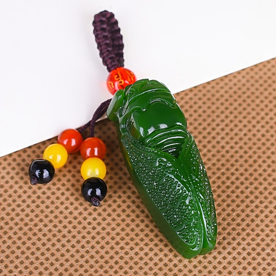 天然和田玉知了吊坠钥匙扣挂坠一鸣惊人玉蝉男女款车钥匙玉石挂件