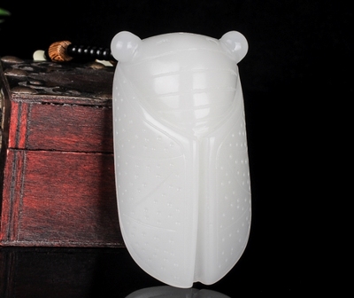 玉蝉手把件天然新疆和田玉一鸣惊