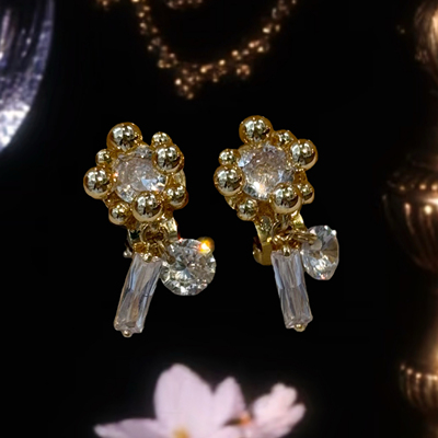 思绪之束 黄打屁原创设计锆石闪小众精致甜美仙气质925银耳钉耳夹