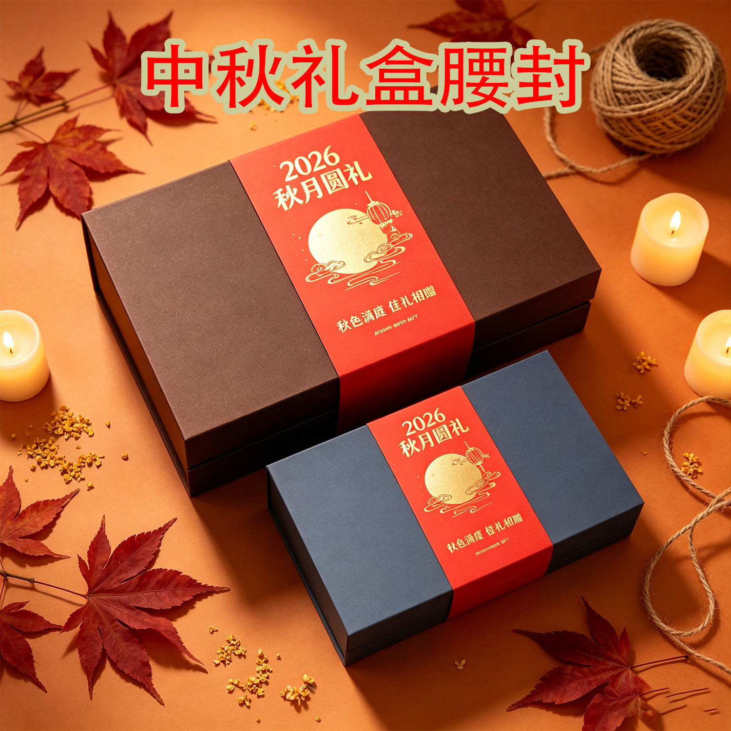 中秋节腰封封套定制伴手礼纸质卡套设计礼物包装长条围边封条制作
