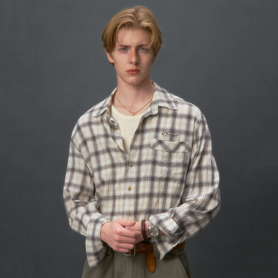 化学制品 木村拓哉的格纹长袖衬衫  S1_GRY/CRM_SHIRT