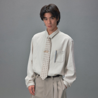 化学制品 琥珀土曜日 肌理条纹长袖衬衫 S2_CFE/KHI_SHIRT