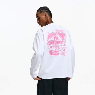 手绘破坏元素长袖T恤男春秋