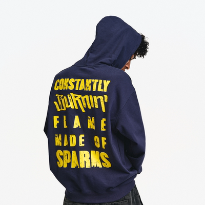 横排logo磨损slogan连帽卫衣