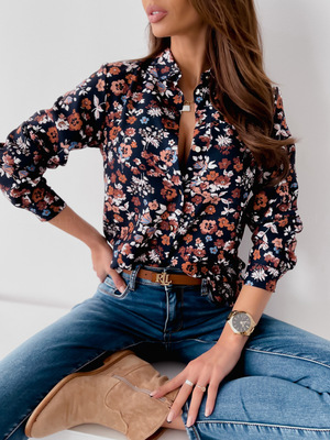 Fashion Long Sleeve Lapel Print Shirt   时尚长袖翻领印花衬衫