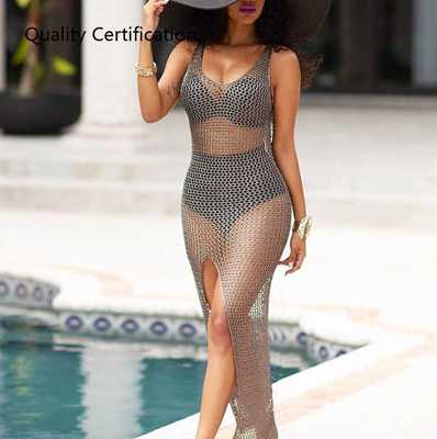 Swimwear Sleeveless Hollow Out Cover Up Beach Long Dress