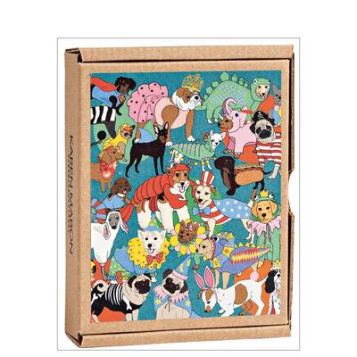 【预售】华服狗狗问候卡Fancy Dress Dogs GreenNotes notecards英文文创卡牌teNeues盒装teNeues进口原版书9781623257330