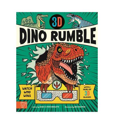 【预售】恐龙大乱斗：谁是赢家3D Dino Rumble: Watch Who Wins In 3D With Two Pairs Of Glasses英文进口原版儿童绘本图书含两副