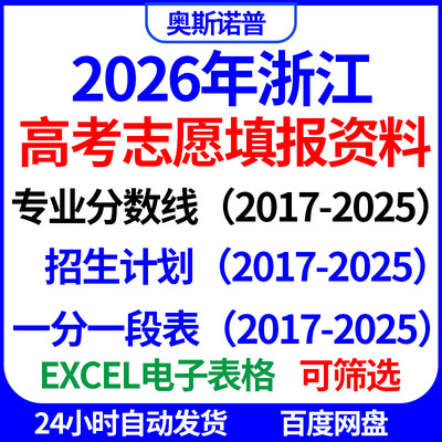 2026招生计划专科本科浙江高考志愿填报专业录取分数线一分一段表
