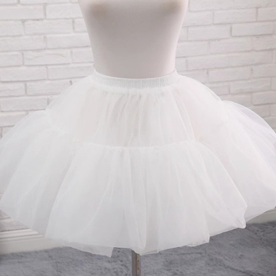 Lolita裙白色裙撑蓬蓬裙日常无骨软纱洛丽塔短款纱衬裙