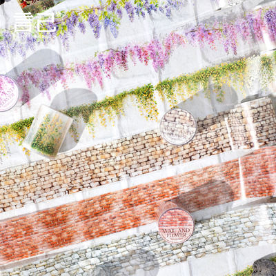 墙与花PET胶带复古石墙