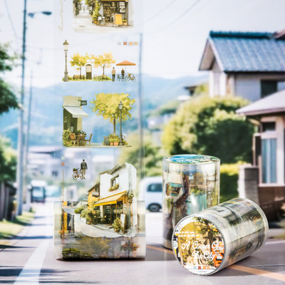 都市一角PET造景复古人物胶带