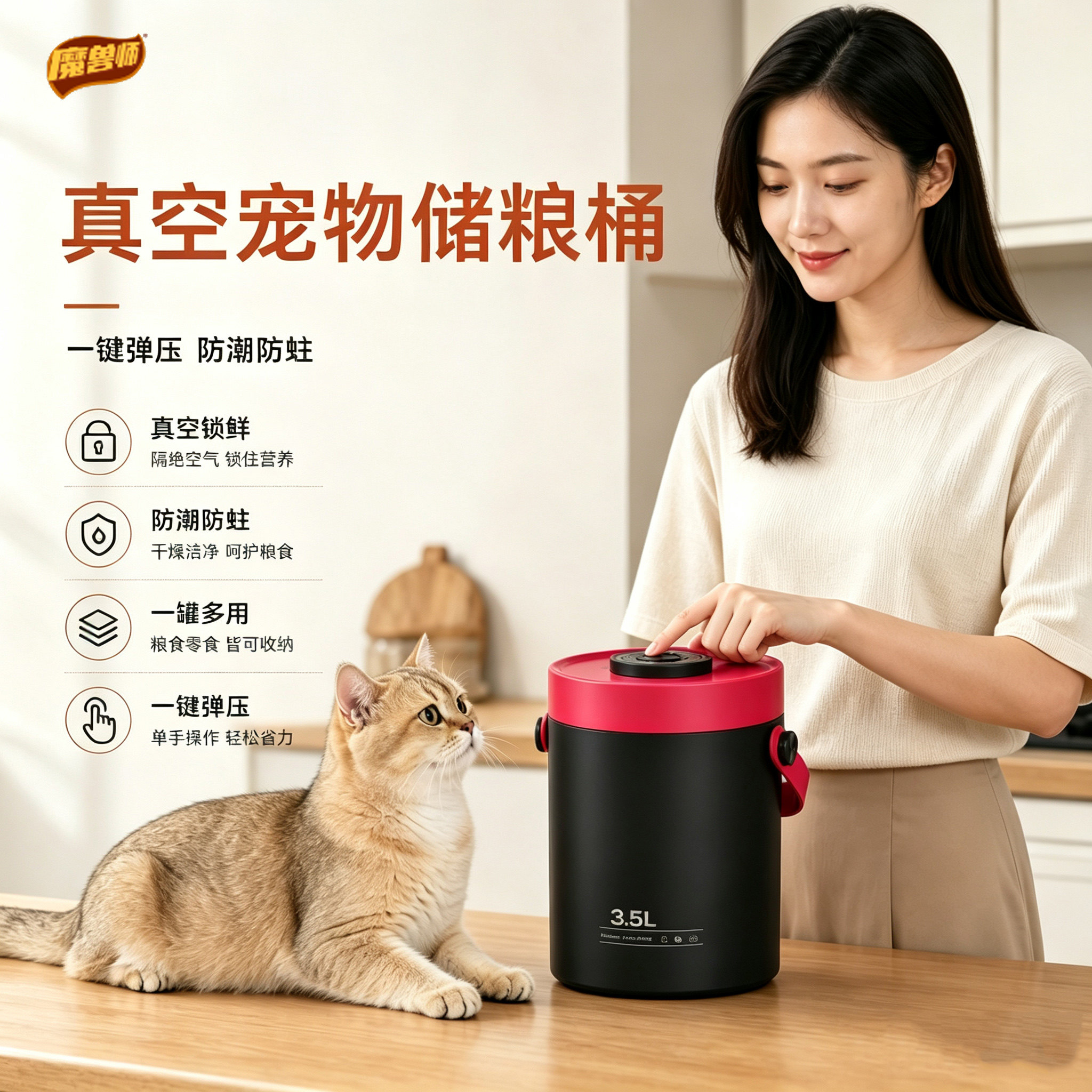 魔兽师真空宠物储粮桶猫粮狗粮储存桶爬宠异宠鸟类动物饲料密封桶