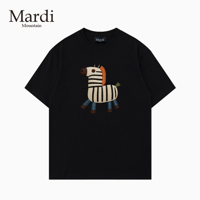 专柜授权 Mardi Mountain韩国正品2026夏新款黑白纯棉短袖女t恤