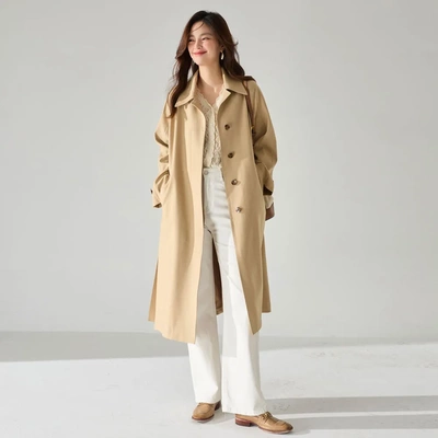 25秋季清爽亲肤透气亚麻人棉老钱经典版型垂顺时髦单品风衣23215