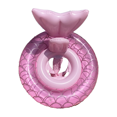 加厚防侧翻美人鱼游泳坐圈送气筒