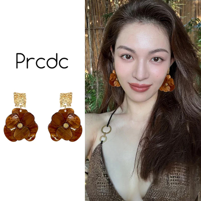 法式复古花朵耳夹无耳洞女