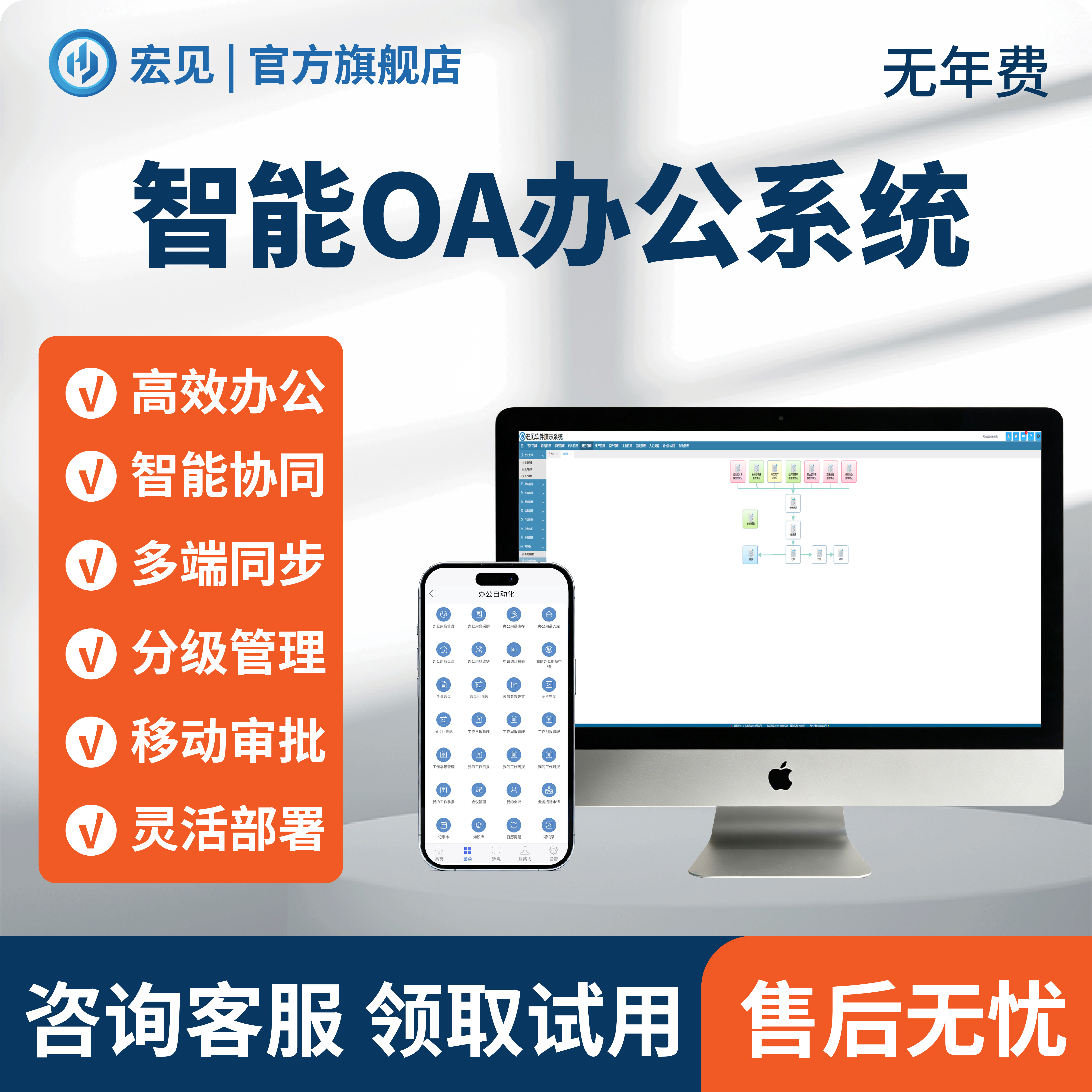 宏见ERP 企业 OA办公自动化管理软件 办公用品 合同 文件管理