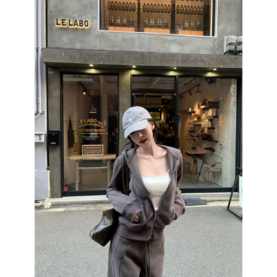 GYOKUU 【不费力穿搭】烟灰色加绒款卫衣 卫裤套装