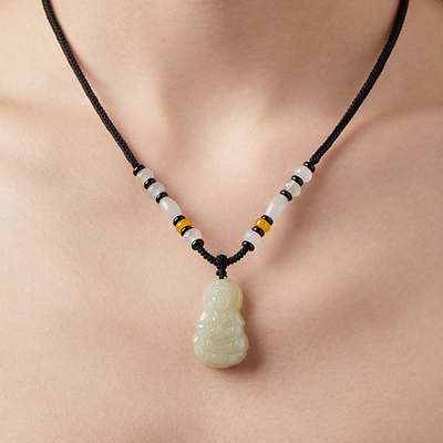 和田玉观音菩萨佛像吊坠