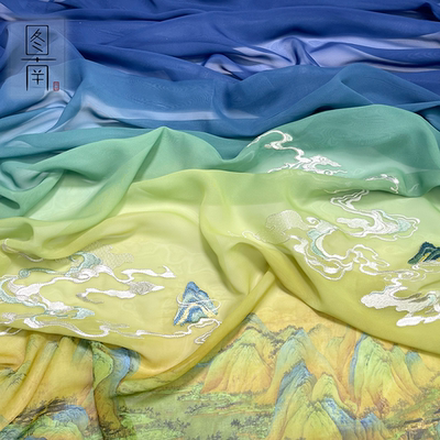 图南雪纺汉服古风山云绣花