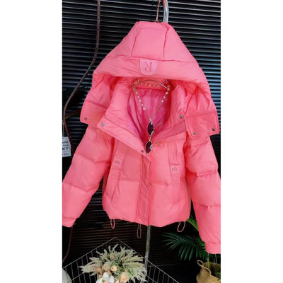 欧货宽松彩色连帽棉服女2025冬季