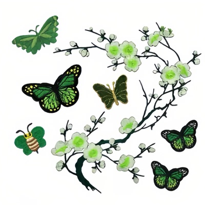 绿色蝴蝶衣服绣花贴diy补丁贴