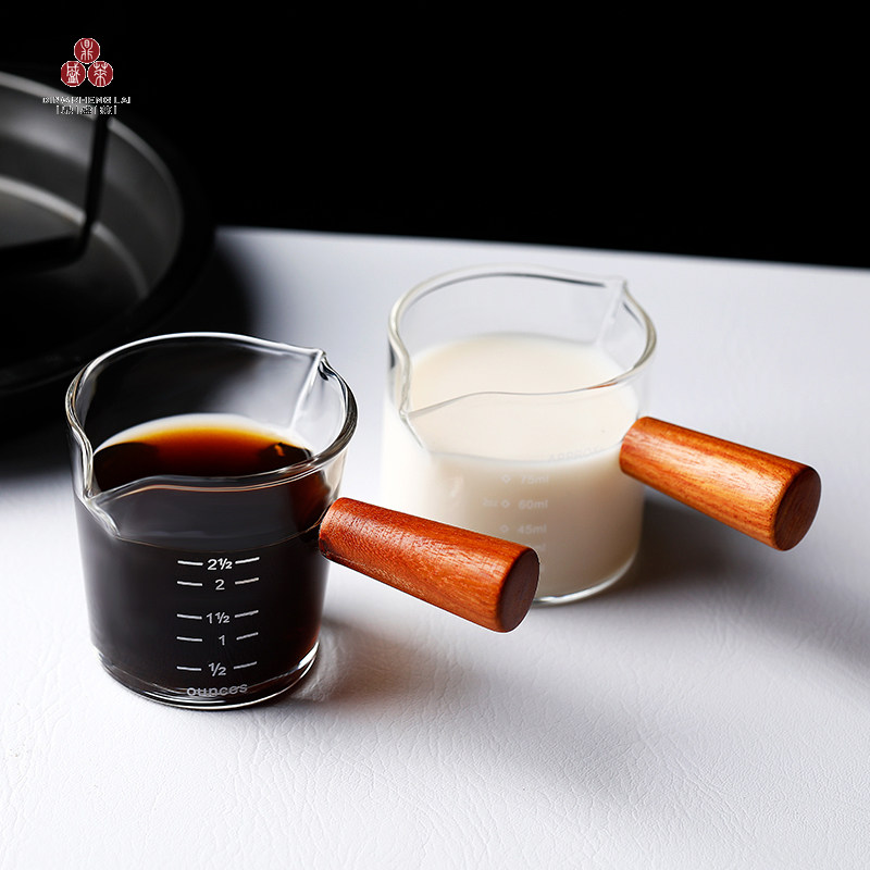 意式浓缩咖啡杯手柄玻璃奶盅带刻度shot杯萃取盎司量杯酱汁杯杯子_虎窝淘