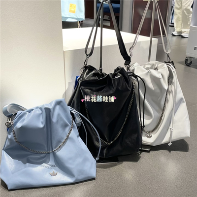 Adidas三叶草26夏季黑白休闲大包皮革斜挎包单肩包KS5157 KS5158