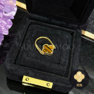铜合金戒指 秋冬新品美拉德虎眼色间镭射车花双面戒指